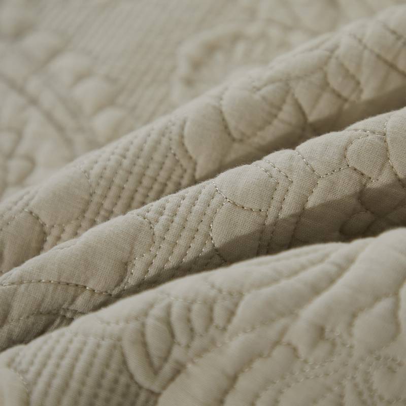Beige Quilts Cotton Farmhouse Quilt Bedding Set Damask Coverlet Set ...