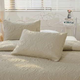 Beige Quilts Cotton Farmhouse Quilt Bedding Set Damask Coverlet Set ...