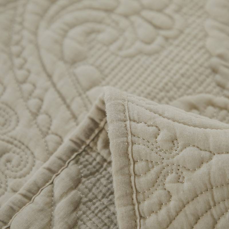 Beige Quilts Cotton Farmhouse Quilt Bedding Set Damask Coverlet Set ...