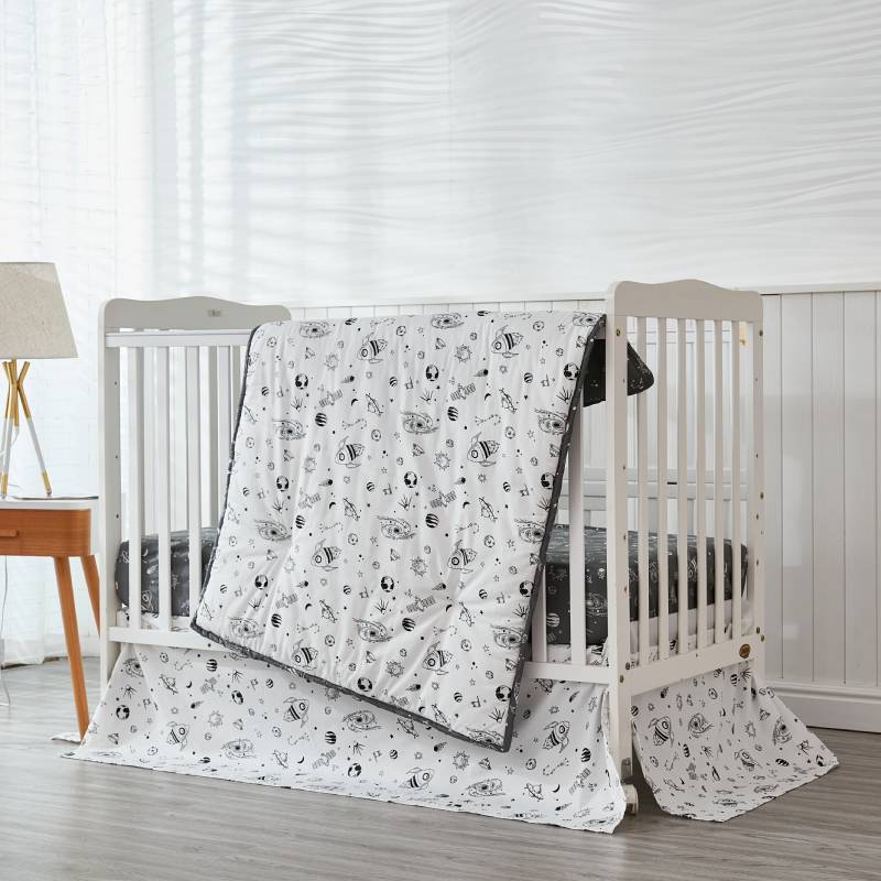 Milky Way Space Galaxy Nursery Crib Bedding Set with Spaceship Rocket ...