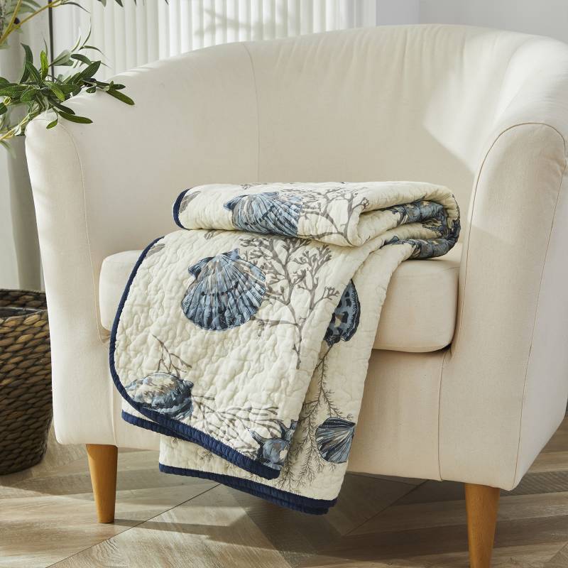 Blue Nautical Seashell Throw Blanket for Bed Decorative Blankets ...